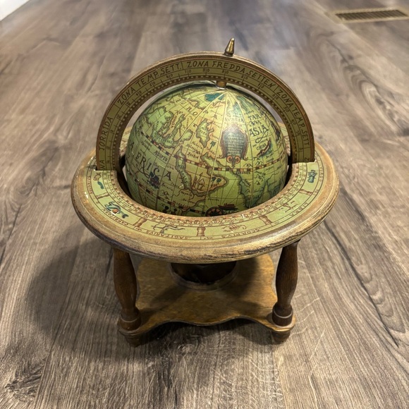 Accents | Vintage Wood Zodiac World Globe Astrology Zona Signs Desk Top ...
